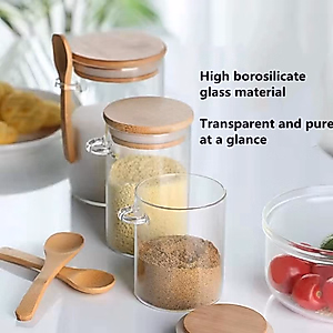 Airtight Glass Jars With Bamboo Lids And Spoons, 17oz Glass Canisters With Lid For Spice Beans Tea, Sealed Sugar Container, Glass Coffee Containers, Food Jars Canisters, Kitchen Accessories (4pcs)