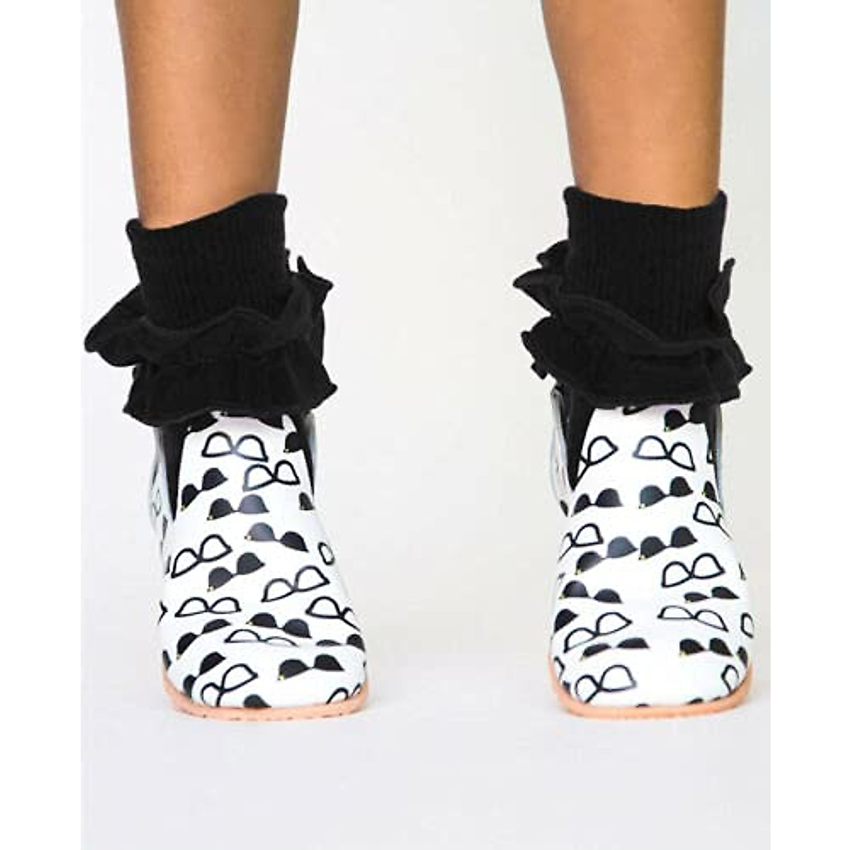 Jefferies Socks Girls Misty Ruffle Turn Cuff Socks 2 Pair Pack (M - USA Shoe 12-6 - Age 5-10 Years, Black)