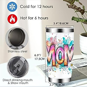 FOCIUZTA 20oz Colorful Watercolor Floral Artistic Tumbler with lid, Travel Coffee Cup, Ideal for Easter, Mother Day, and birthday gifts