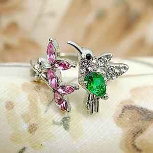 shiYsRL Exquisite Jewelry Ring Love Rings Elegant Cubic Zirconia Flower Bird Open Ring Women Party Wedding Jewelry Gift Wedding Band Best Gifts for Love with Valentine's Day - One Size