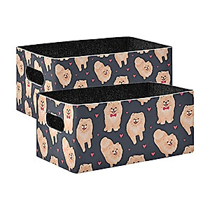 Puppy Storage Basket Felt Storage Bin Collapsible Felt Storage Cloth Baskets Containers Organizer for Pet Supplies Magazine