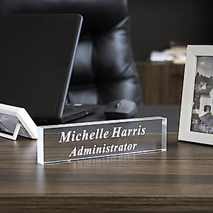 Custom Personalized Engraved Acrylic Name Plate Office Desk Bar 8x2x3/4-Inch