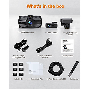 YEECORE Dual Dash Cam, Real 4K+1080P Front and Rear Dash Camera, Built-in WiFi GPS, 3" IPS Screen, HDR Night Vision, 24H Parking Monitor, 157°Wide Angle Dash Camera for Cars, Loop Recording (H22)