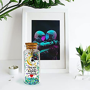 Glow I Love You to the Moon and Back, Romantic Message in a Bottle Gift, Anniversary Luminous Wish Jar Present, Cute Valentines Birthday Christmas Gifts for Boyfriend Husband Him Her Wife Girlfriend