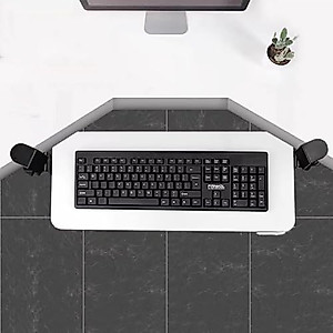 DOUKI Pull Out Keyboard Tray for Corner Desk, Sliding Keyboard Drawer Under Desk, 20" Ergonomic Clamp-On Computer Keyboard Platform Holder Adjustable (Color : White, Size : 20x10 inch (52x25cm))