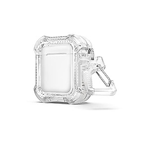 Dexnor Compatible with Airpods 1&2 Case, Clear Hard 2-Peice AirPods 1st(2016) & AirPods 2nd(2019) Generation Case with Keychain Clip for Boys Girls Women Men[LED Visible Support Wireless Charging]
