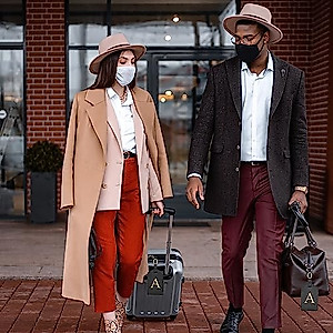 Luggage Tag PU Leather for Suitcase Baggage Handbag Travel Bag Label Suitcase Tag Suitcase Label Tag w. Name Card & Privacy Cover (A)