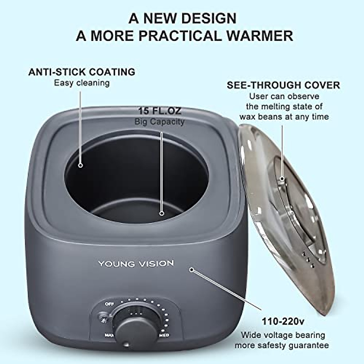 Wax Warmer Home Waxing Kit for Women, YOUNG VISION Pot Wax Beads Heater for Eyebrow, Bikini, Brazilian Hair Removal, 110-220V Professional Waxing Machine with Hard Wax Beans Kit, Cera Para Depilar…