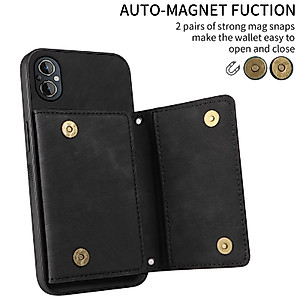 Phone Case For OnePlus Nord N20 5G Wallet Cover with Crossbody Shoulder Strap and Leather Credit Card Holder Pocket Slim Cell Accessories One Plus N 20 G5 1 Plus 20N 1plus One+ 1+ N205G Girls Black