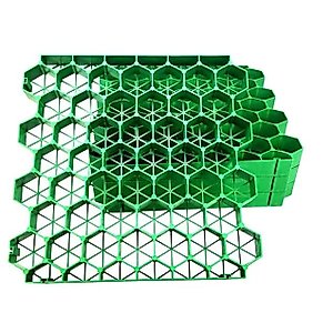 Permeable Grass Pavers Grid Flat-Interlocked,HDPE Plastic Shed Base for Landscaping and Soil Reinforcement in Parking Lots,RV and Boat Storage Pads,Driveways (8 Pieces/22 sq.ft.) (Green)