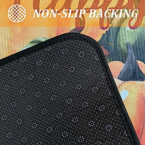 Happy Fall Pumpkin Decorative Kitchen Rugs Set of 2,Non Skid Washable, Home Seasonal Fall Holiday Party Autumn Harvest Thanksgiving Kitchen Mat 17"x47"+17"x30"