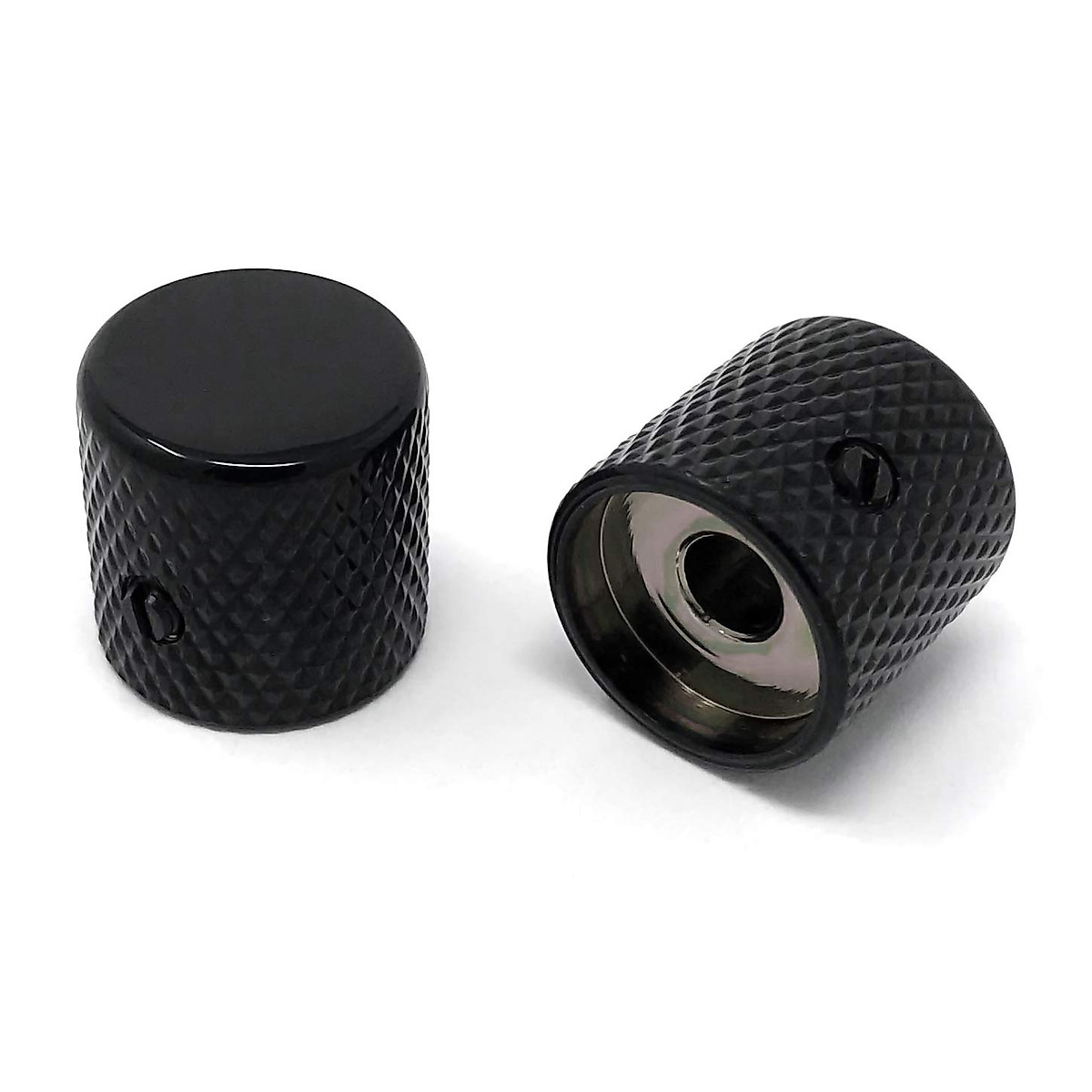 Vintage Forge Black Flat-Top Barrel Knobs for Fender Telecaster Guitar and Precision P-Bass (Set of 2) 1/4 Inch Solid Shaft BK30US-BLK