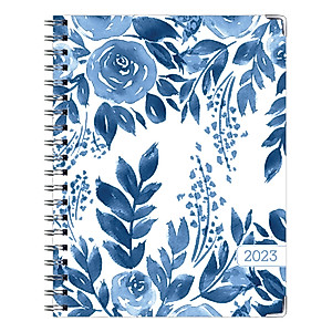 HARDCOVER 2023 Planner: (November 2022 Through December 2023) 8.5"x11" Daily Weekly Monthly Planner Yearly Agenda. Bookmark, Pocket Folder and Sticky Note Set (Blue Bloom)