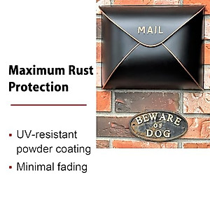 NACH Black Mailbox Wall Mount, 12.5 x 5 x 10 inch Wall Mount Mailboxes for Outside, Waterproof Mailboxes for Outside - Envelope Mailbox