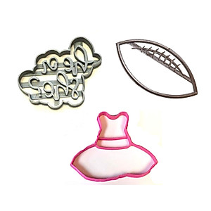 TOUCHDOWNS OR TUTUS GENDER REVEAL HE OR SHE BOY GIRL BABY SHOWER SET OF 3 COOKIE CUTTER USA PR1209