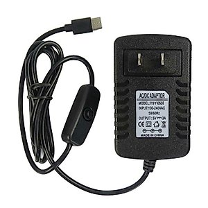 DEVMO Raspberry Pi 4b Power Supply, AC Adapter 5V 3A USB-C Type-C with Switch Button Charger Compatible with Rasberry Pi 4 Generation
