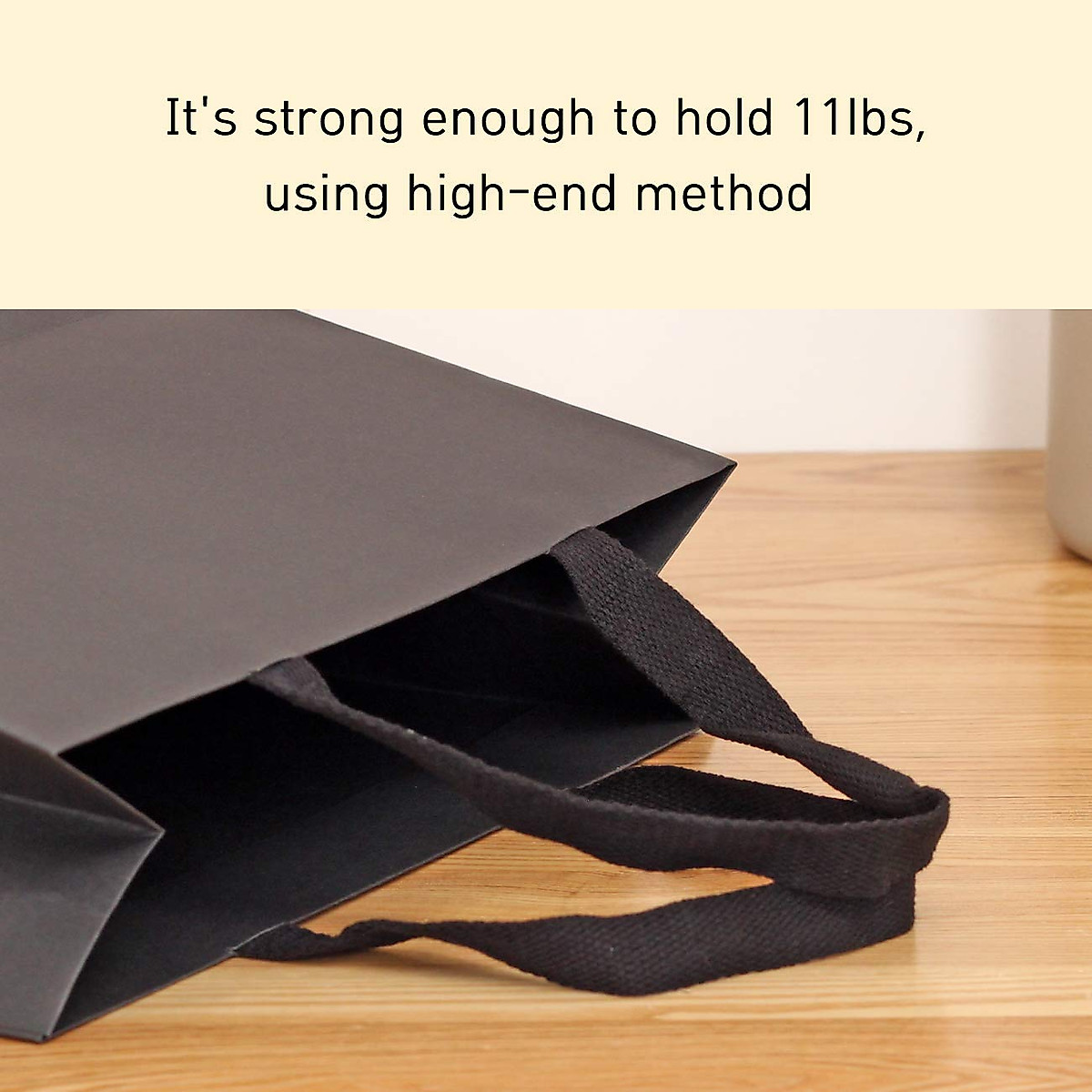 PAPERIST 12pcs, 11.8x4.7x9 sturdy durable gift bag, Black gift bag with Black cotton handle, Gift bag for Wedding, Christmas, Birthday Party, Bridal Shower, Baby Shower, Medium size gift bag