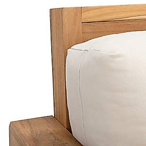 Safavieh CPT1008A Couture Guadeloupe Brazilian Teak Outdoor 3-Seat Patio Sofa, Natural/White