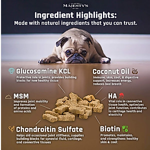 Majesty's Buddy Bites Hip and Joint Wafers for Medium / Large Dogs - Superior Support Supplement - Peanut Butter and Coconut Oil Flavored - 56 Count (Up To 8 Week Supply)