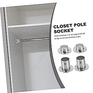 Alipis 8 Pcs Shower Curtain Rod Base Closet Pole Fasteners Closet Pole Support Wardrobe Pipe Holder Shower Bar for Curtain Boom Stand Round Curtain Rods Home Supply Towel Rod Socket Towel