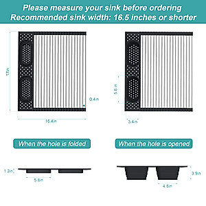 AIANDE Roll Up Dish Drying Rack Sink Drying Rack Over The Sink Dish Drying Rack Sink Topper Foldable Sink Cover Collapsible Dish Drying Rack for Kitchen Anti-Slip Silicone and SUS304 Material