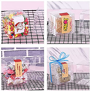 Oomcu 80 Pack Clear Plastic Favor Boxes,Transparent Macaron Cupcake Chocolate Candy Cookies Malt Balls Soap Gift Single Individual Packaging Boxes for Wedding Party Baby Shower Display(2" x 2" x 2")