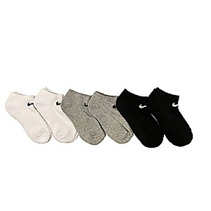 Nike Kids Cushion No Show Socks 6 Pack (Black(UN0371-W2F)/Grey, 5-7(US Kids Shoe Size 10C-3Y))