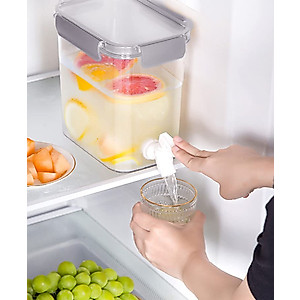 Elsjoy Plastic Drink Dispenser with Spigot, 1.2 Gallon Beverage Dispenser Cold Drink Container for Iced Tea, Lemonade, Fridge, Bar, Party, Lock Lid