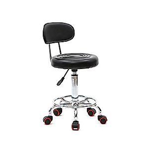 Round Shape Modern Adjustable Salon Stool Rolling Swivel Stool Chair with Back and Foot Rest Saddle Stool Chair for Drafting Work SPA Bar Beauty Massage Dental Clinic Home Office Use Black