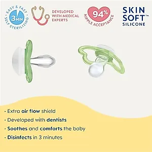 MAM Air Pacifiers (2 pack), MAM Sensitive Skin Pacifier 6+ Months, Best Pacifier for Breastfed Babies, Baby Boy Pacifiers, 6-16 (Pack of 2)