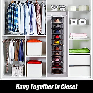 Fedora Hat Rack for Closet, 10-Shelf Hat Organizer for Sun Hat Panama Hat, 2 Separate 5-Shelf Hanging Closet Hat Organizer, Hat Storage Hat Hanger Hat Holder Oxford Cloth Fedora Hanging Hat Rack