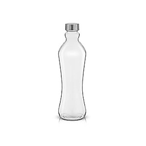 JoyJolt Glass Water Bottles - 2pc Glass Water Bottle Set. 32 oz Water Bottles, Clear Glass Bottles with Lids (Stainless Steel, Leakproof Seal). 1 Liter Water Bottles for Juicing or Iced Tea Bottle