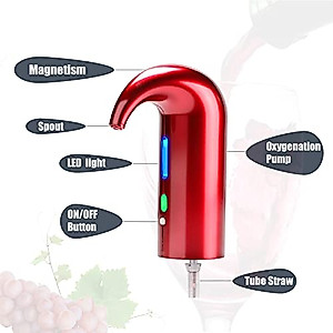 Electric Wine Aerator Portable Smart Wine Decanter and Dispenser Elegant Red with Wine Opener and Air Stopper Set