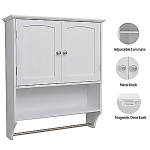 Iwell Bathroom Cabinet Bundle, Bathroom Wall Cabinet with 1 Adjustable Shelf & Door, Medicine Cabinet for Bathroom, Wall Mounted Bathroom Cabinet, White