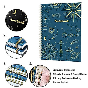 Tersus Spiral Notebook - 3 Pack A5 Lined Journal Notebook, Journals for Women, 6.3" x 8.3", 160 Pages, College Ruled Spiral Notebook with Back Pocket, Elastic Closure for Office, School & Home