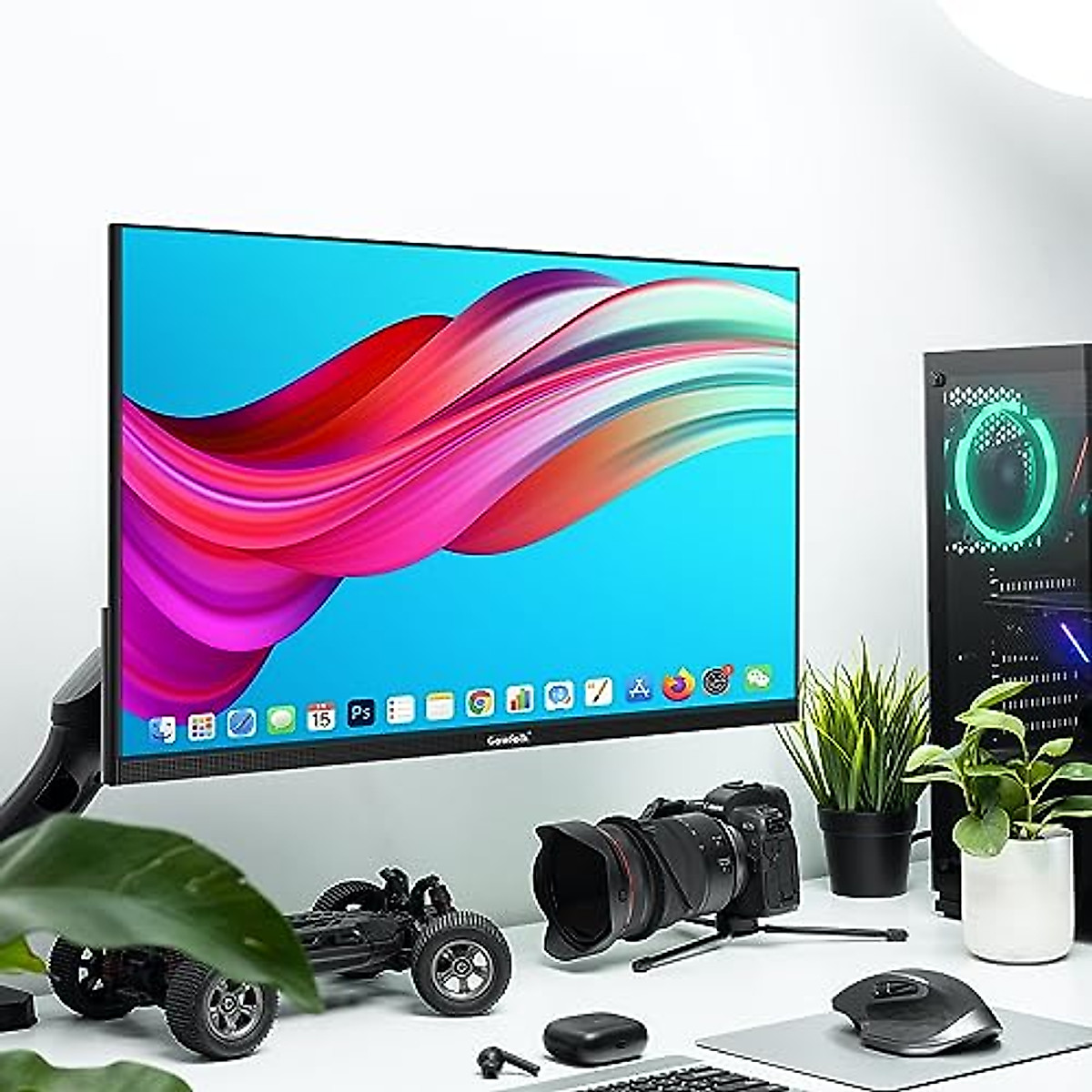 Gawfolk 22 Inch Computer Monitor, 100Hz Ultra-Thin Zero Frame Curved Display, Full HD 1920 x 1080p, HDMI VGA Home Office Business PC Monitor (No Speaker)