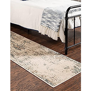 Unique Loom Tuareg Collection Vintage Distressed Traditional Area Rug, 2 ft 6 in x 10 ft, Beige/Green