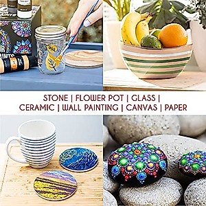 Outdoor acrylic paint set (2 fl oz)- 20 Tubes 2 with Glow in the Dark Effect - Art supplies for Adults - For multiple use- Woods, Leather, Metal & Fabric Paint & Paint for rocks Outdoor/Craft paint