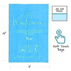 Wooflinen Dog Poop Bags | Certified Compostable Dog Waste Bags, Unscented, 240 Bags, Made from Corn | Large and Thick