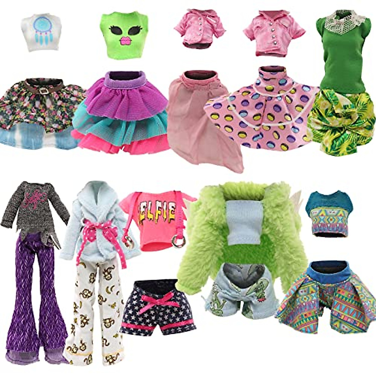 BARWA 10 Sets Doll Clothes for 11 inch Monster Girl Doll Fashion Outfits Casual Tops Pants