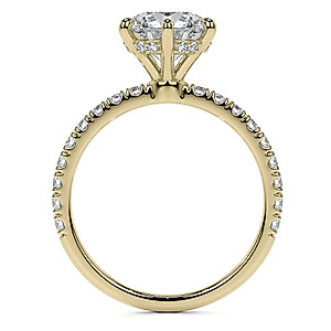 10K Solid Yellow Gold Handmade Engagement Ring 3.00 CT Round Cut Moissanite Diamond Solitaire Wedding/Bridal Ring Set for Women/Her, Fancy Rings Gift for Her