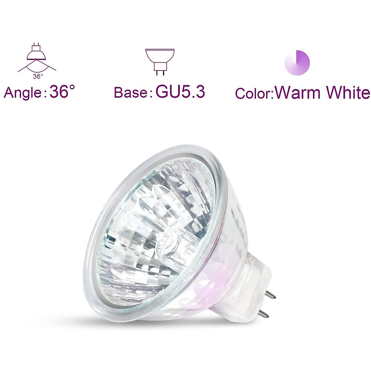 GECXGY MR16 Light Bulbs 50W 12V 2 Pin GU5.3 Base Dimmable, Spot Light Bulbs, Indoor Spot 50W MR16 Bulbs with Clear Glass Cover, 6 Pack