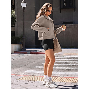 AUTOMET Womens Zip Up Hoodies Fleece Jackets Oversized Sweatshirts Fall Fashion Outfits 2025 Sweaters Winter Clothes CoffeeGrey M