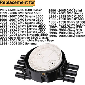 Ignition Distributor Cap and Rotor Kit Compatible with GMC Chevrolet Trucks V6 4.3L Vortec - 1996-2005 Astro Blazer, 1996-2001 Jimmy and more | Replace DR475 DR331 D465 D328A 10452457 10452458