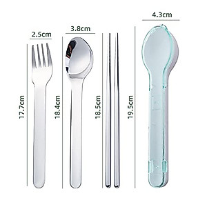 1 Set Cutlery Set Smooth Surface -deform Stainless Steel Portable Fork Spoon Chopsticks with Spoon-shaped Case for Students