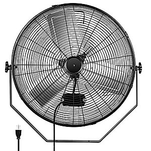 HealSmart 24 Inch Industrial Wall Mount Fan, 3 Speed Commercial Ventilation Metal Fan