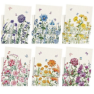 Sunnyray 12 Pcs Swedish Kitchen Dish Towels Dishcloth Reusable Sponge Cleaning Cloth Kitchen Towels Absorbent Washable Dish Cloth Drying Hand Towel(Multicolor, Wildflowers)