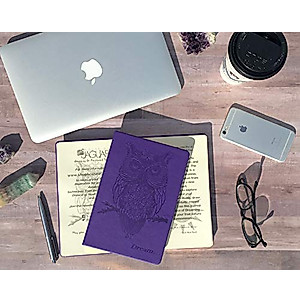 Dream To Awaken Owl Grimoire Journal | Blank Book of Shadows Journal | Witch Planner | Gift for Wiccan, Pagan, Mystic, Alchemist, Dreamer, Goddess | Vegan Leather Spell Book Blank | Hardcover | 5 3/4" x 8 1/2"