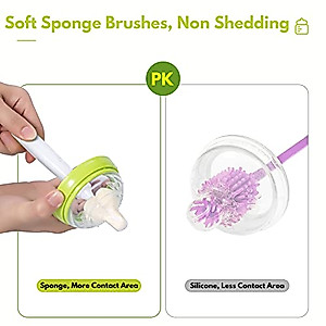 Carebabymore 8 Pcs Sponge Nipple Bottle Brushes, Baby Bottle Brush with 3 Pcs Nipple Cleaner, 3 Pcs Replacement Heads and 2 Pcs Straw Brushes, White