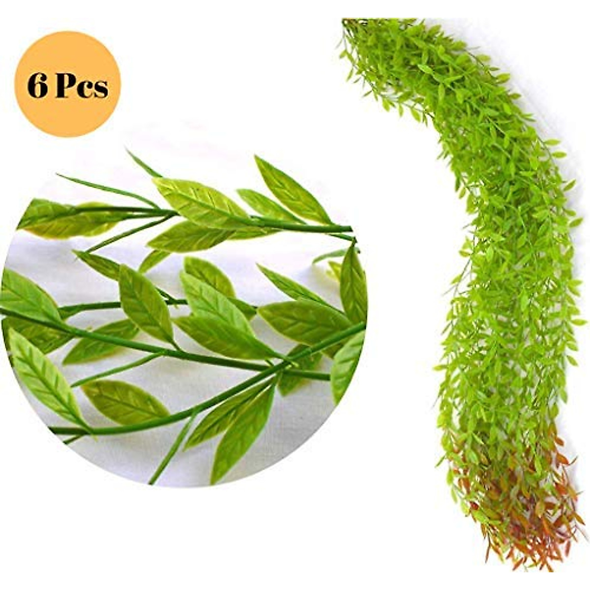 Walnut Home Hanging Leaves 6Pcs Vine Garland Eucalyptus Garland Artificial Vines Leaves and Stem Ivy Realistic Greenery Decor Jungle Decoration